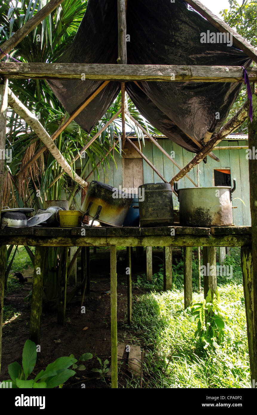 Secoya tribe at Secoya lodge Amazon basin alongside Aguarico river ...
