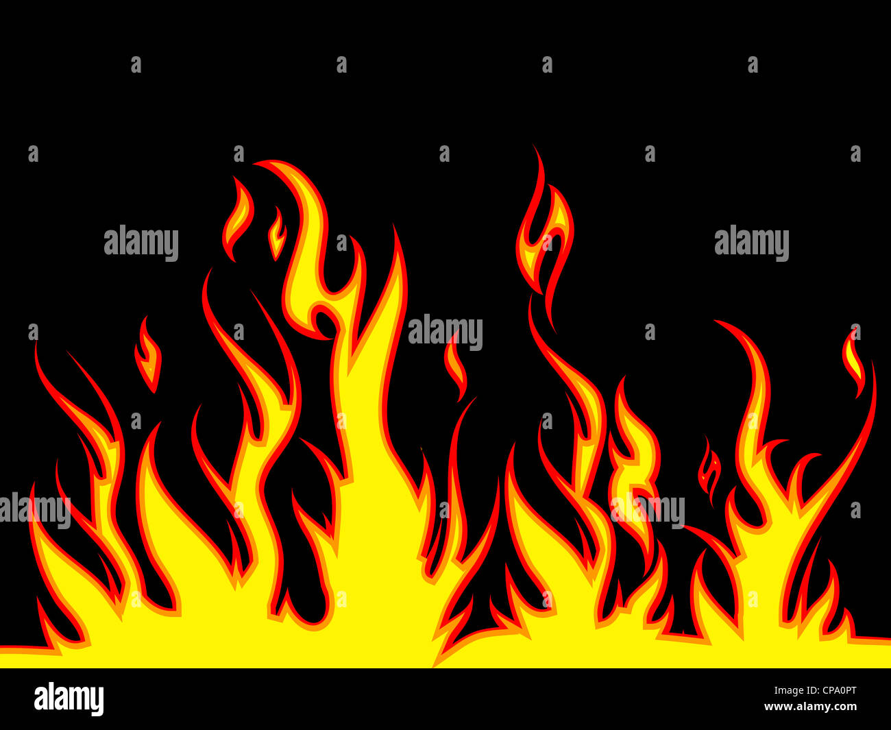 Illustration of flames on a black background Stock Photo - Alamy
