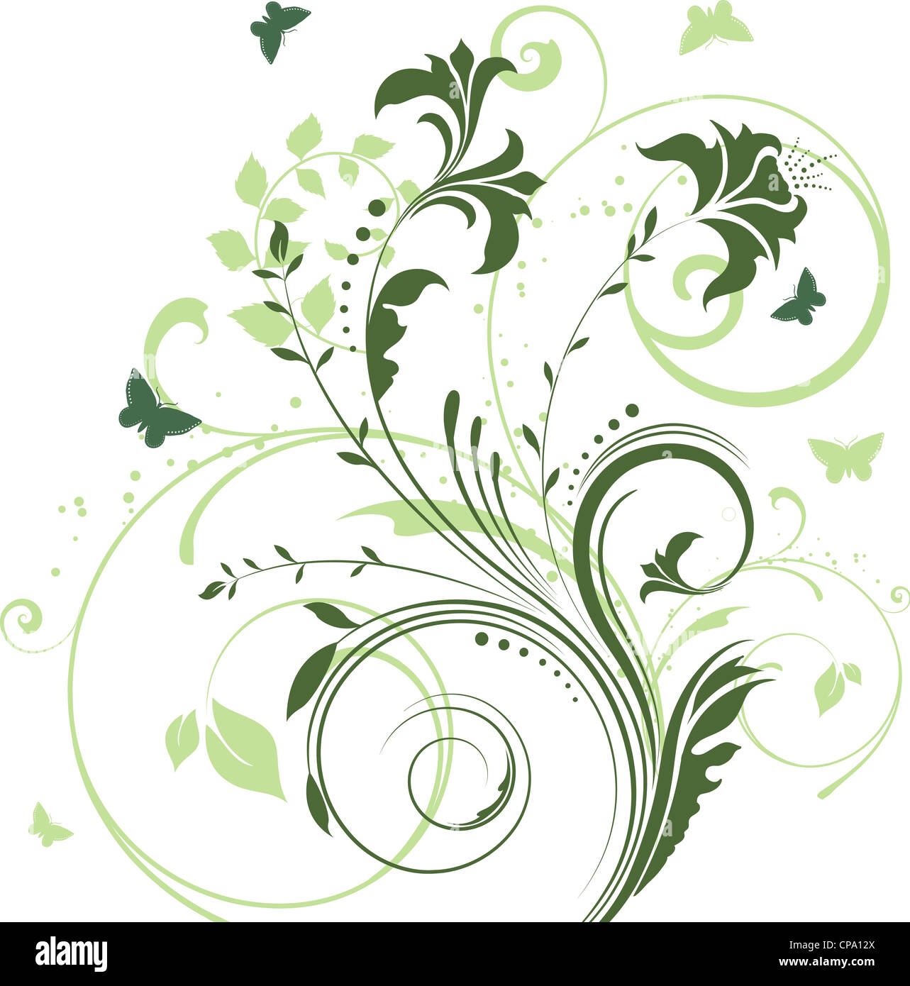 Decorative floral design with butterflies Stock Photo - Alamy