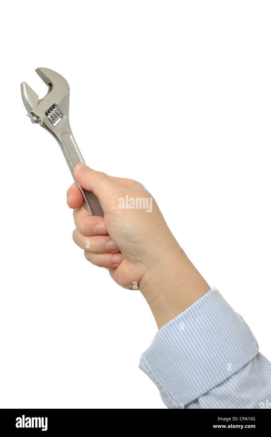 Wrench in Hand Stock Photo - Alamy