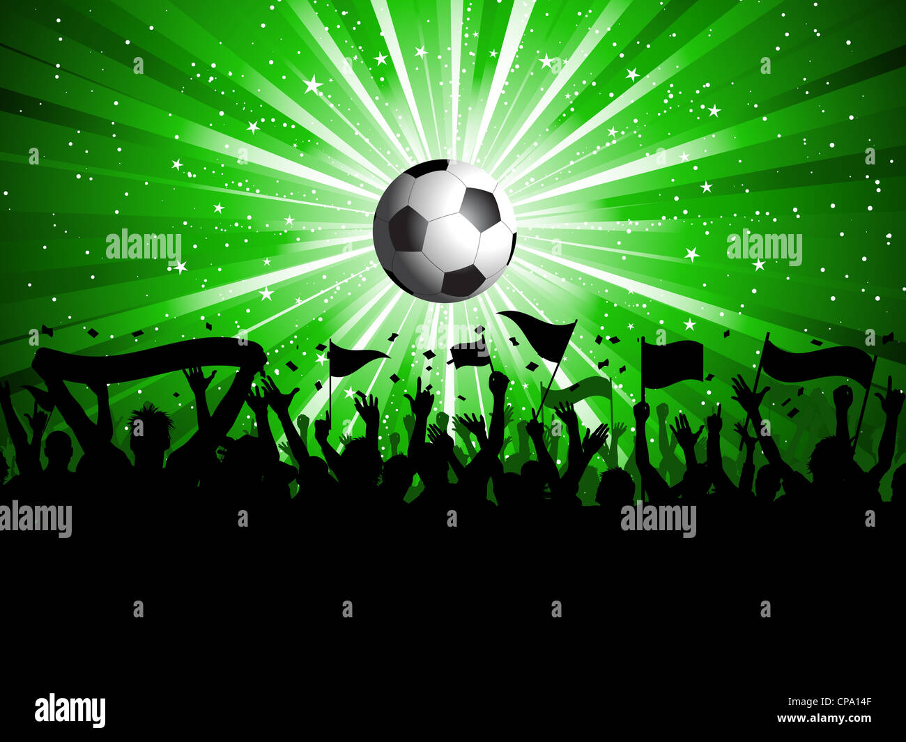 Football background with crowd holding banners and flags Stock Photo ...