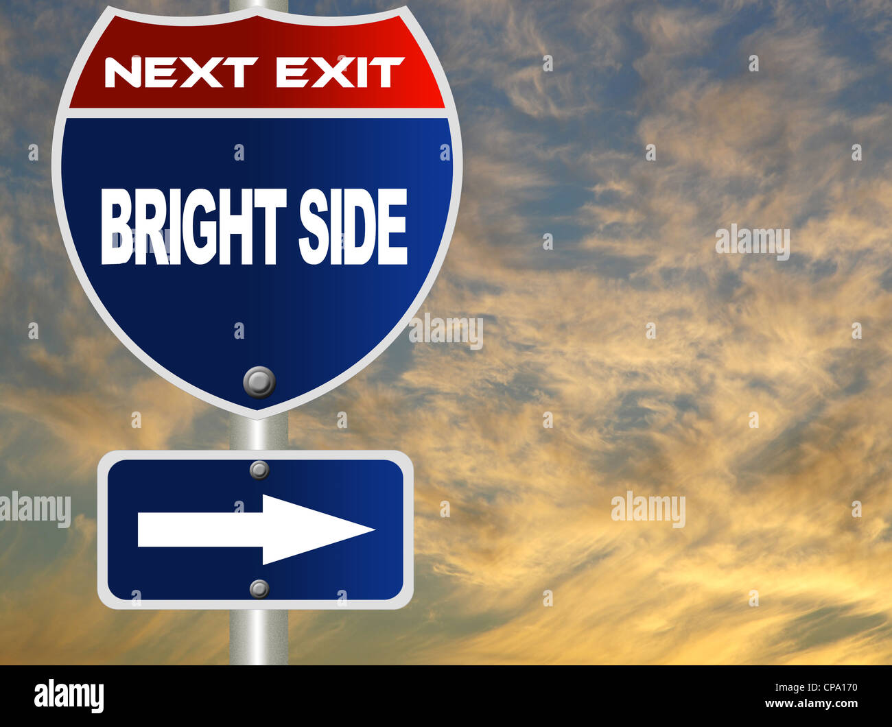 Bright side road sign Stock Photo - Alamy