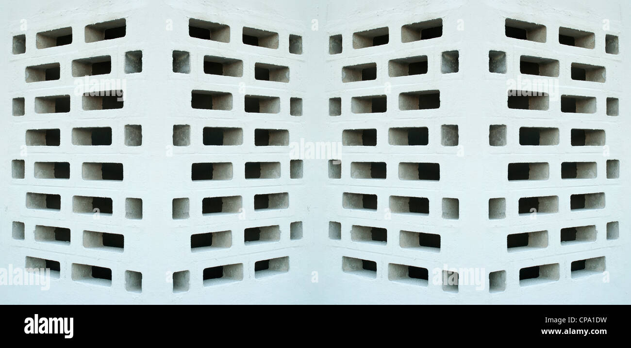 Geometric white textured and patterned walls with rectangular holes for ...