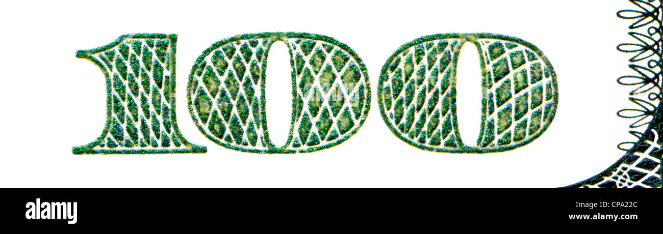 Fragment of $100 banknotes isolated on white background Stock Photo - Alamy