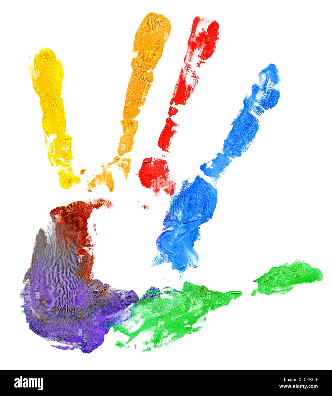 Close up of colored hand print on white background Stock Photo - Alamy