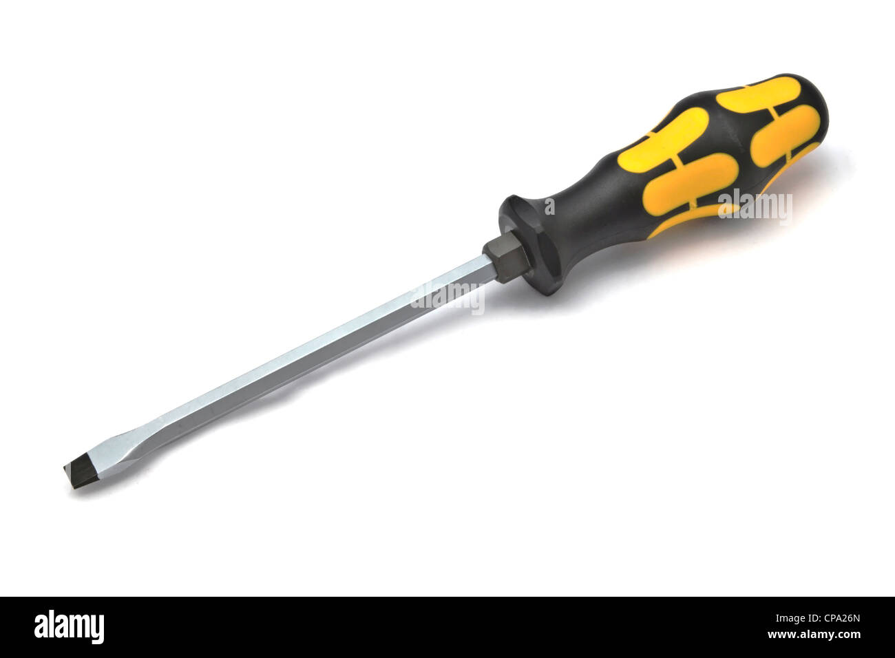 Yellow screwdriver isolated on white background Stock Photo - Alamy
