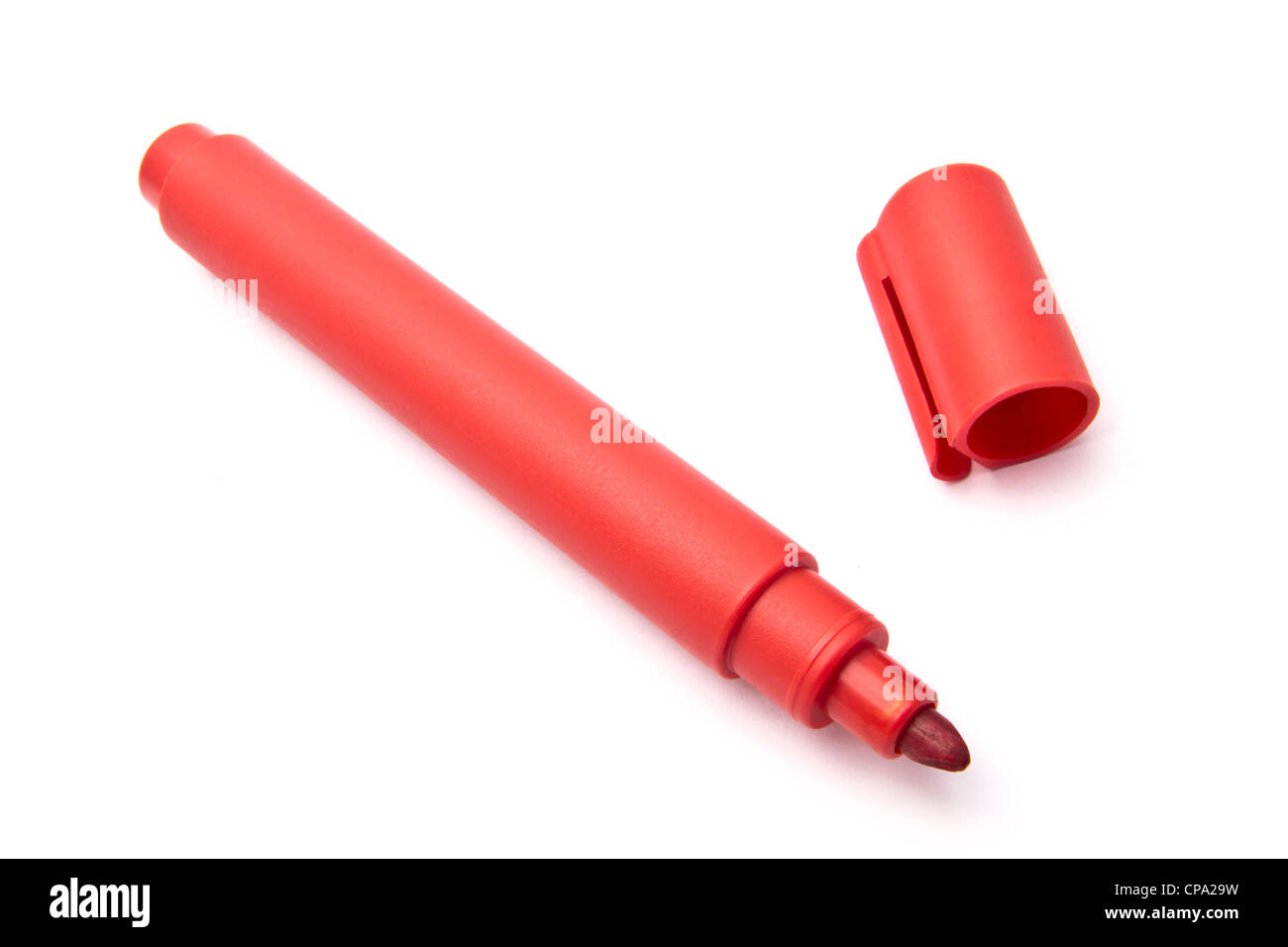Red highlighter isolated on white background Stock Photo - Alamy