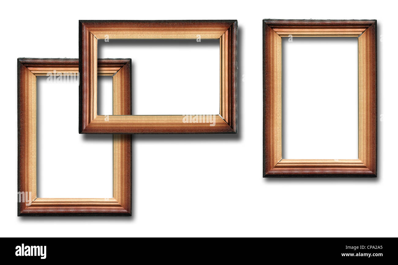 Wooden frames with shadow for painting or picture on white background ...