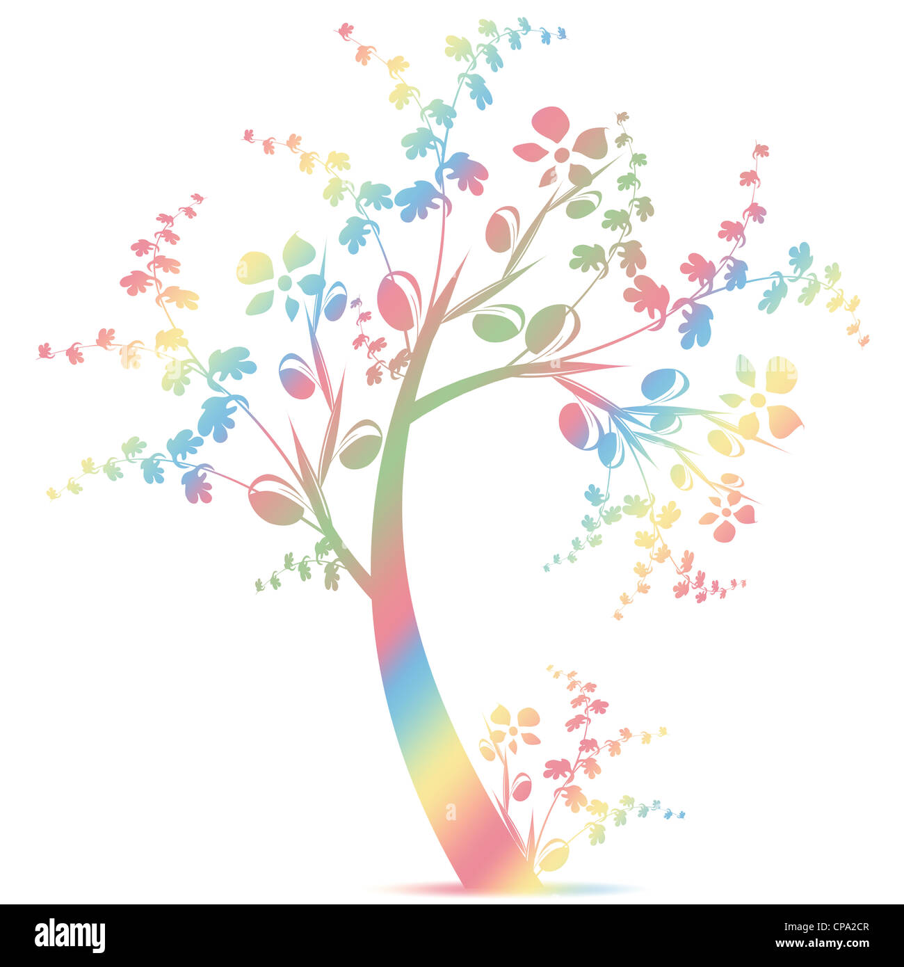 Colorful art tree silhouette isolated on white background Stock Photo ...