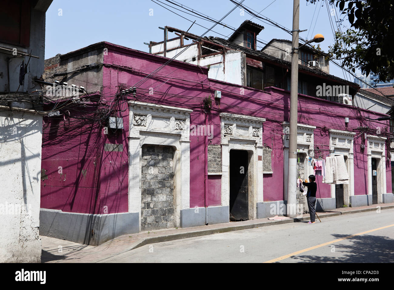 shanghai: pink residential building Stock Photo - Alamy