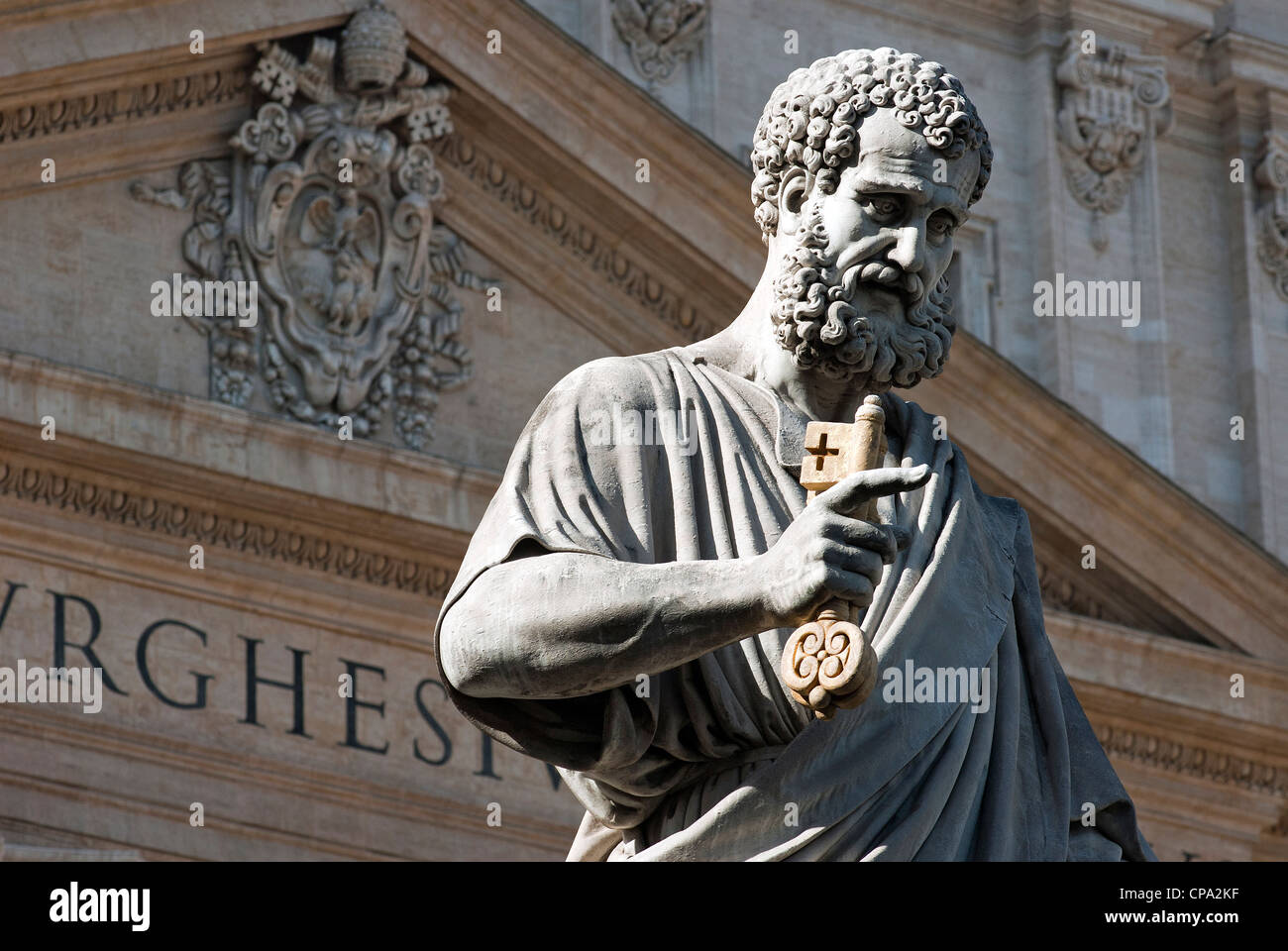 Detail of Saint Peter's Statue Holding Key to Heaven. Saint Peter's ...