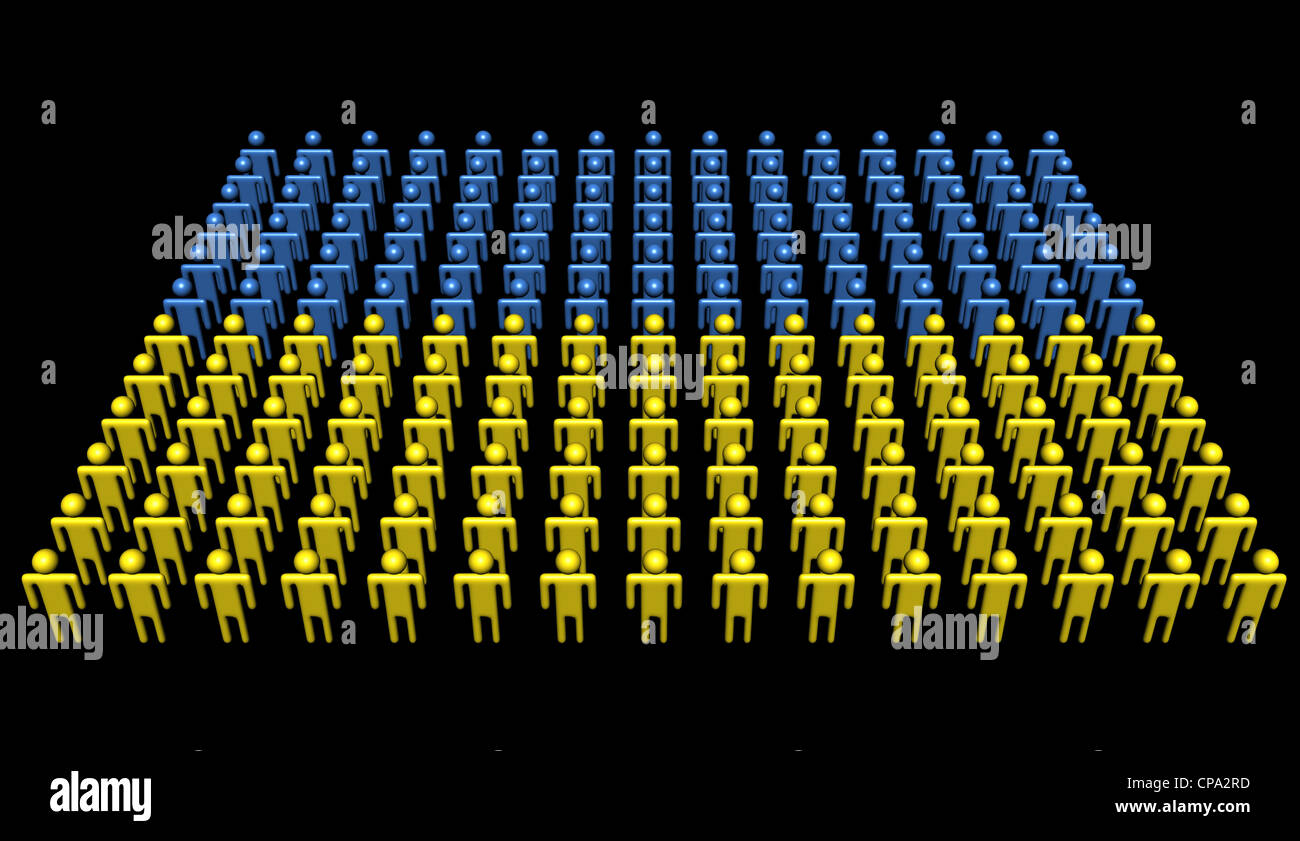 abstract people in colours of Ukraine flag illustration Stock Photo - Alamy