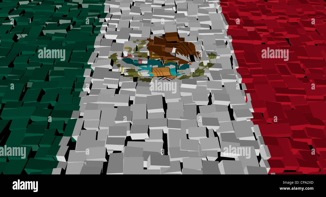 Mexican flag on blocks illustration Stock Photo - Alamy