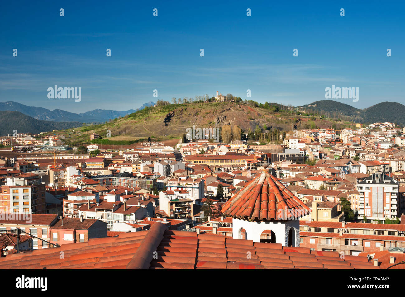 View over the city of Olot, Garrotxa, Catalonia, Spain, towards ...