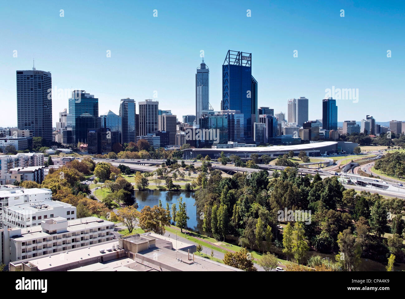 AUSTRALIA Western Australia Perth skyline. Central Business District ...