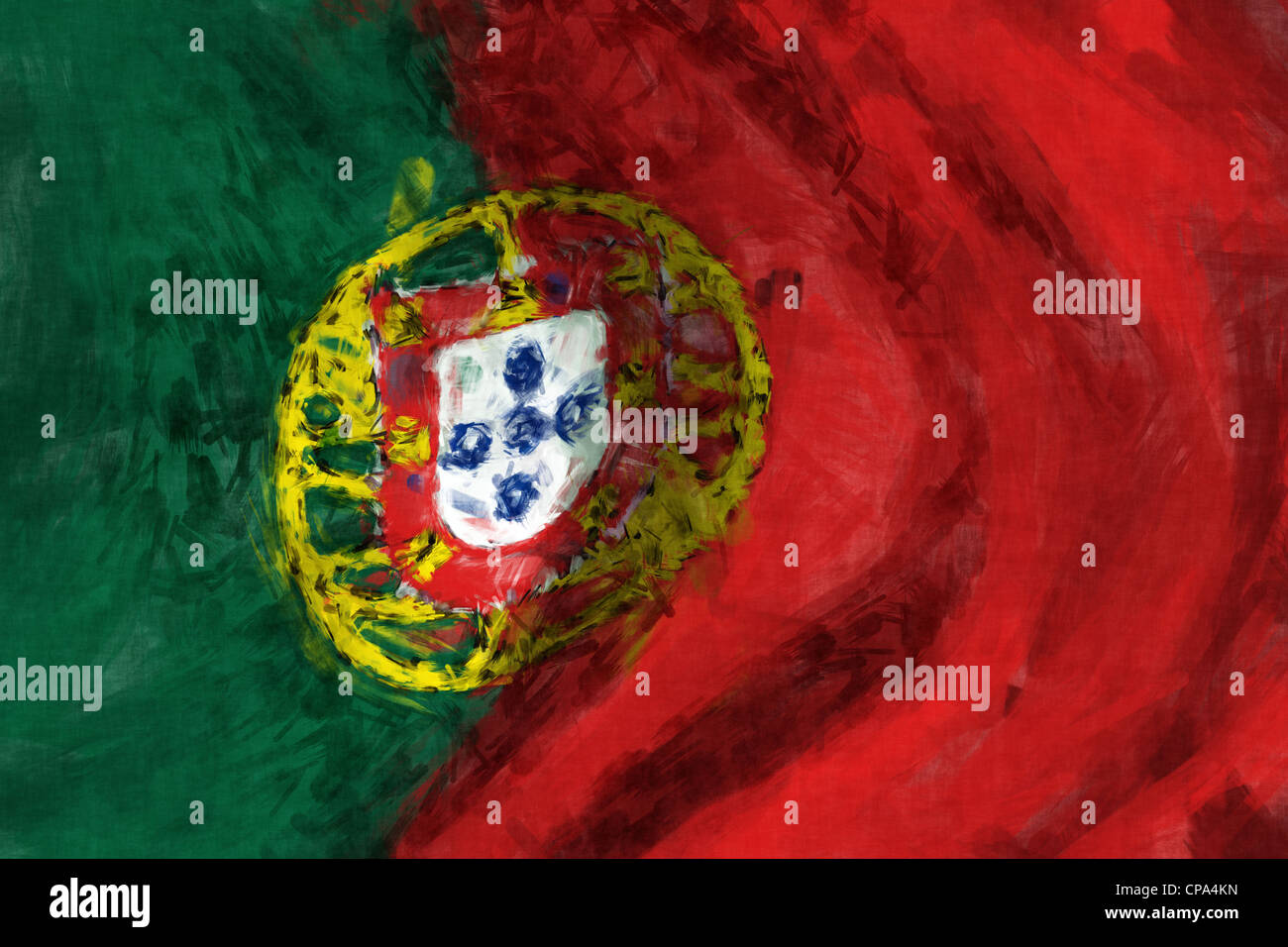 Flag of Portugal abstract painting background Stock Photo - Alamy