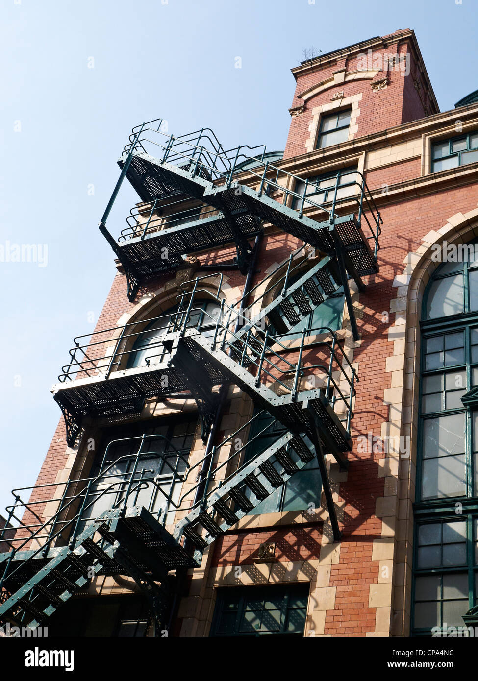 Metal fire escape on outside of building in Manchester UK Stock Photo ...