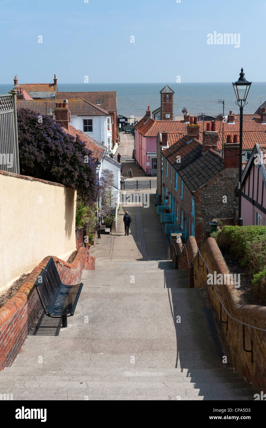 The Town Steps Aldeburgh Suffolk UK looking towards the sea Stock Photo ...