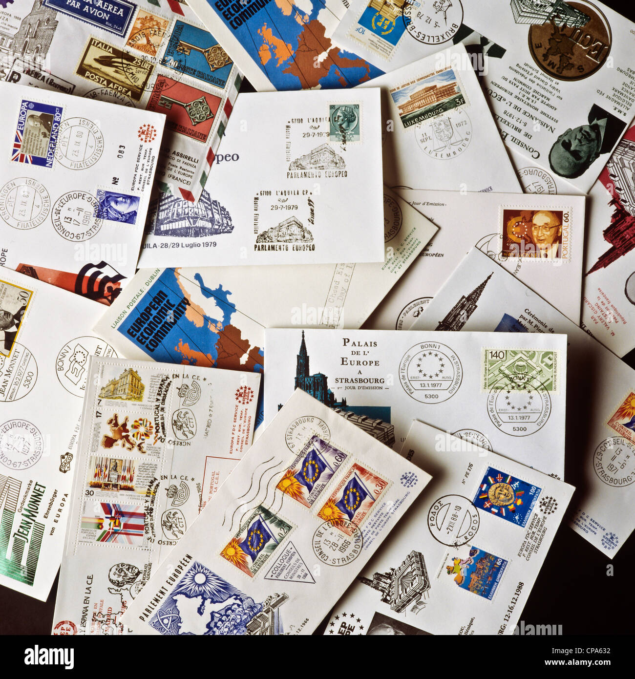 European First day issue covers with collector postage stamps Stock ...