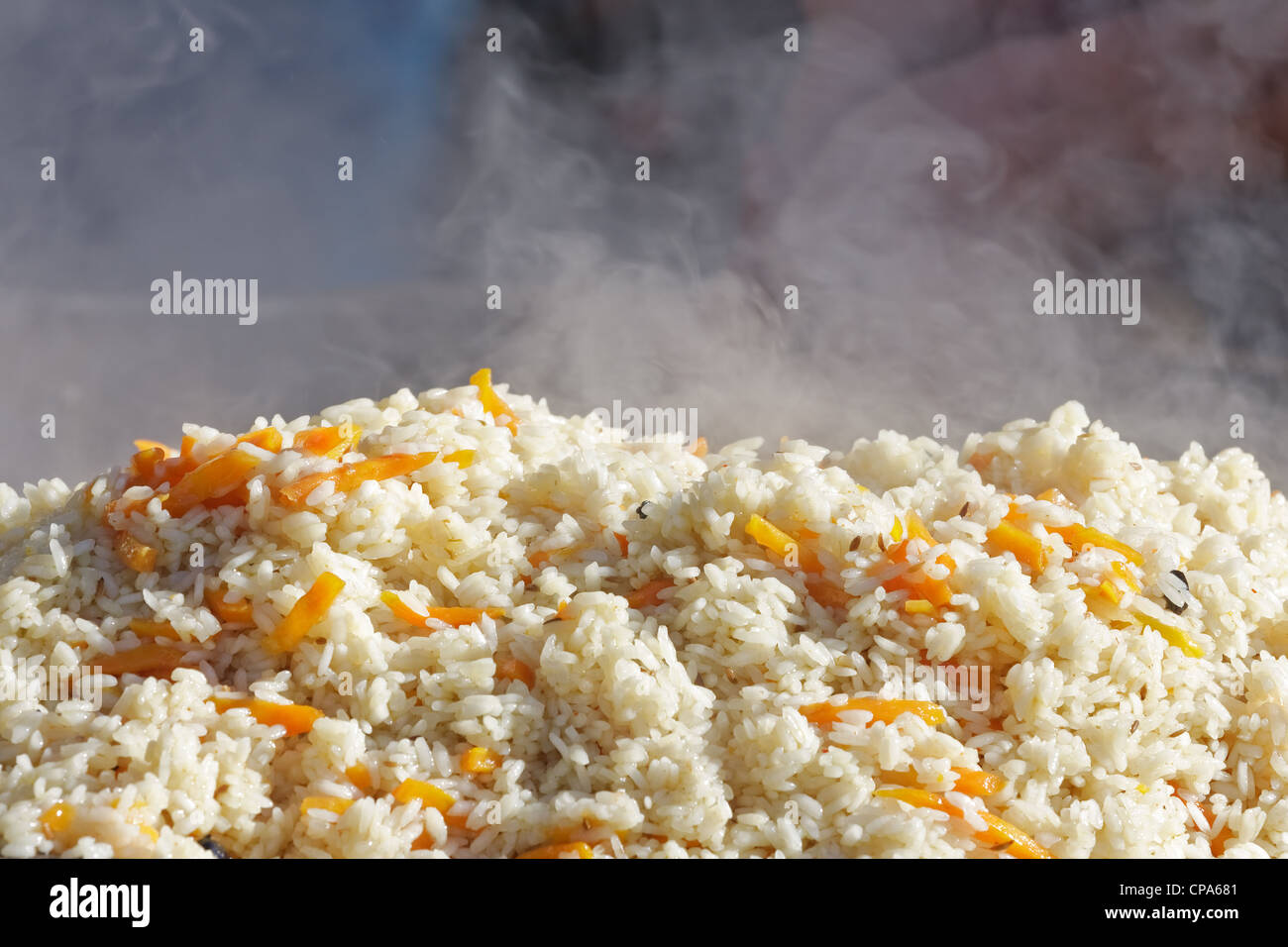 freshly prepared hot rice, close-up Stock Photo - Alamy