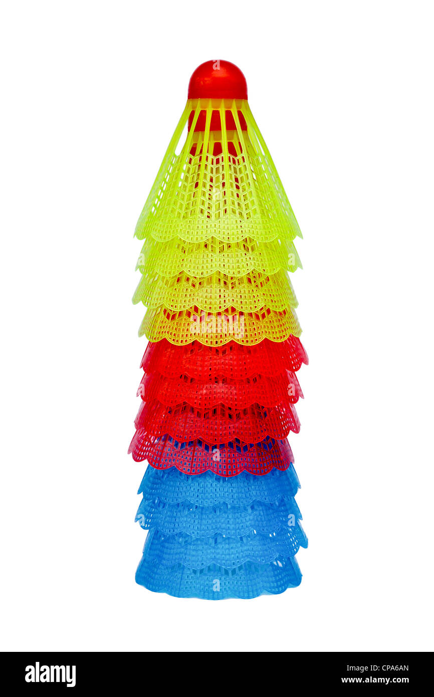 Stack of badminton shuttlecocks on white background Stock Photo - Alamy