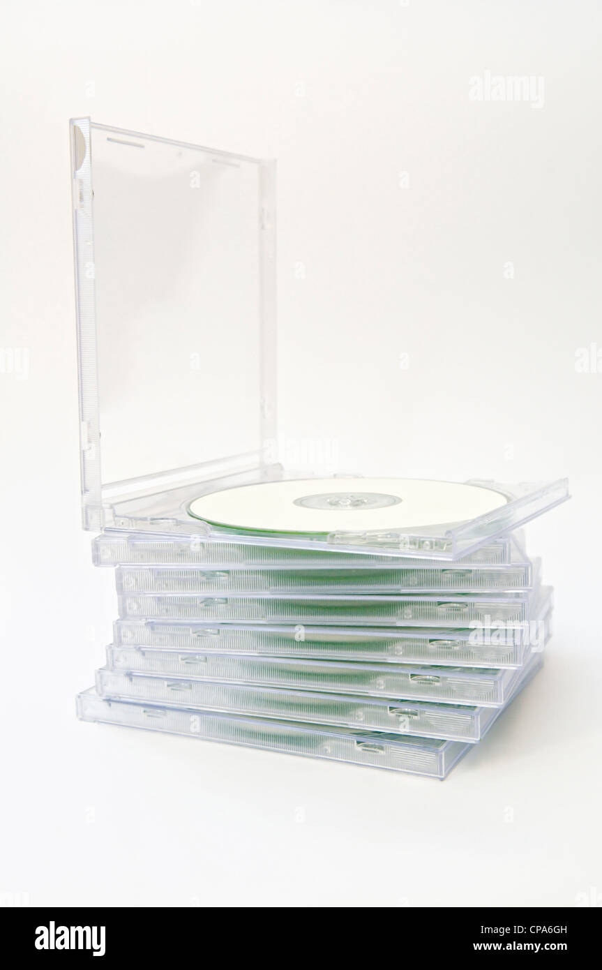 Stack of blank CD's on white background Stock Photo - Alamy