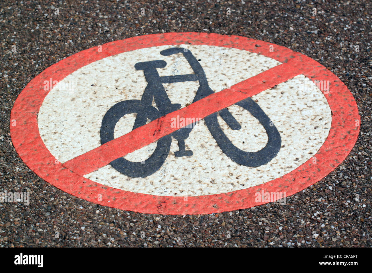 No cycling sign painted on pavement Stock Photo - Alamy