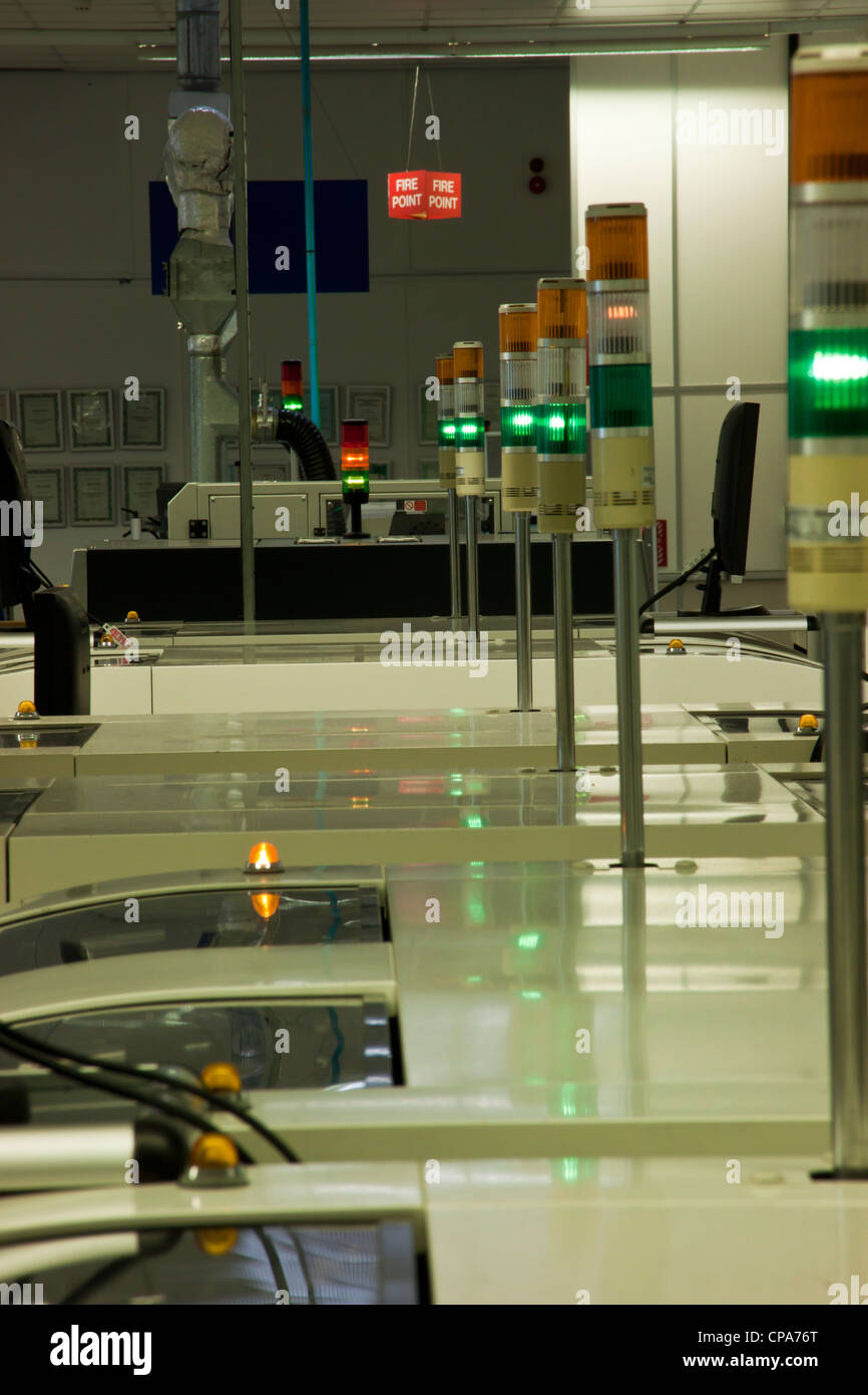 Machine status beacons on SMT / SMD production line in electronics ...