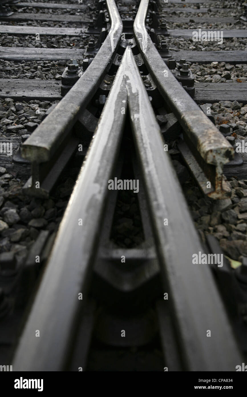 Railway lines at set of points Stock Photo - Alamy