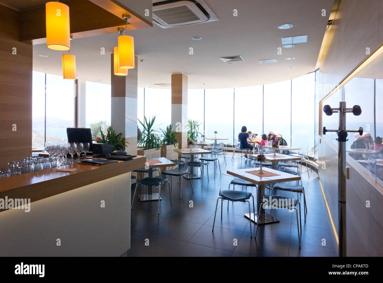 Dubrovnik, Croatia - panoramic restaurant at the cable car station, Srd ...