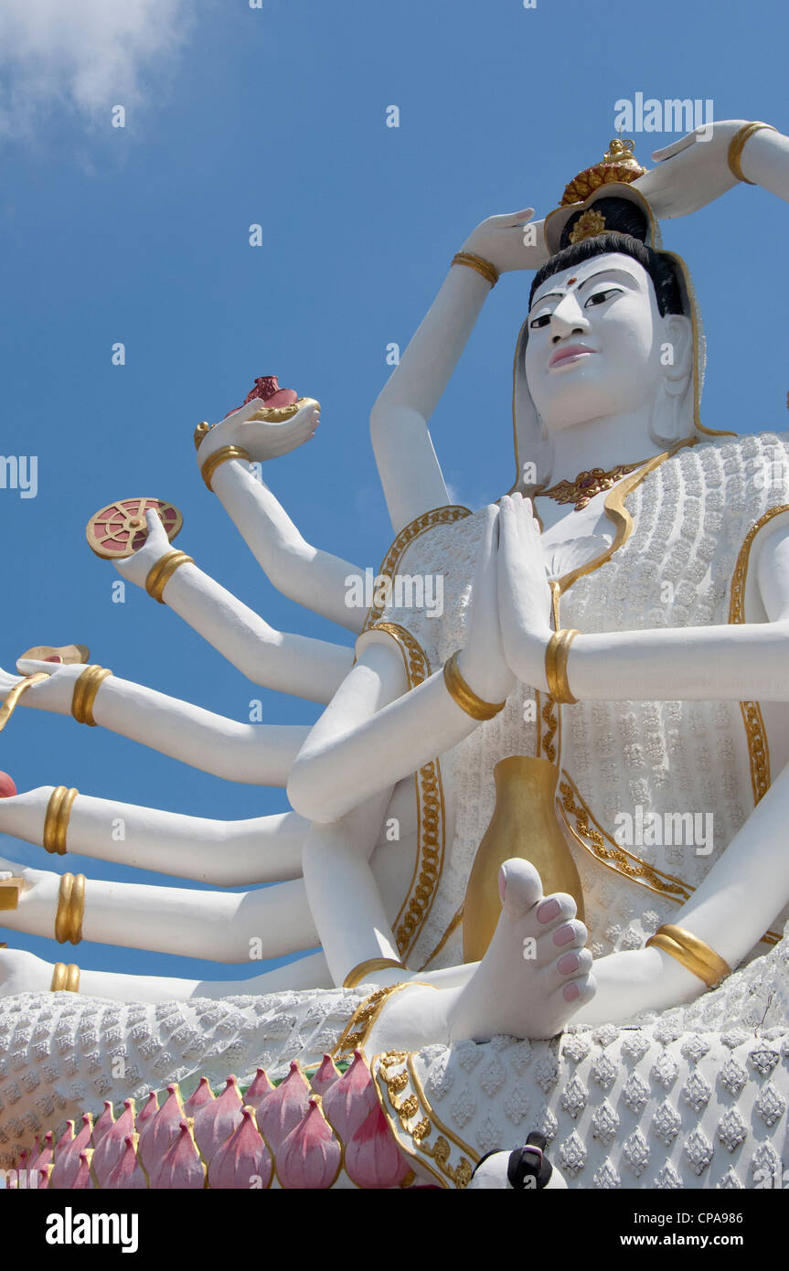 Thailand, Ko Samui (aka Koh Samui). Wat Plai Laem. Gaint statue of Kwan ...