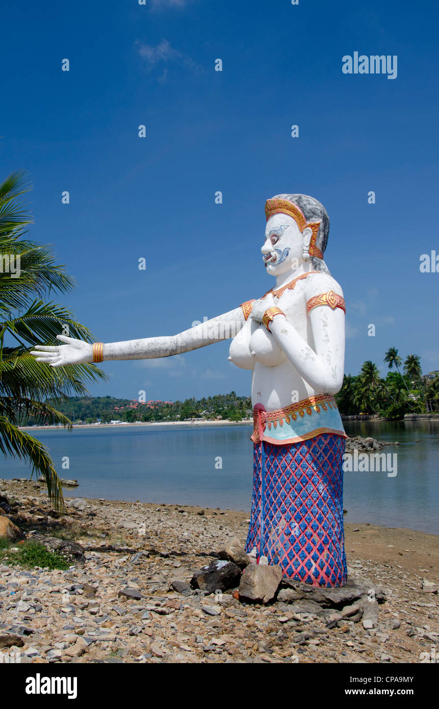 Thailand, Island of Ko Samui (aka Koh Samui), Fan Island. Giant statue ...