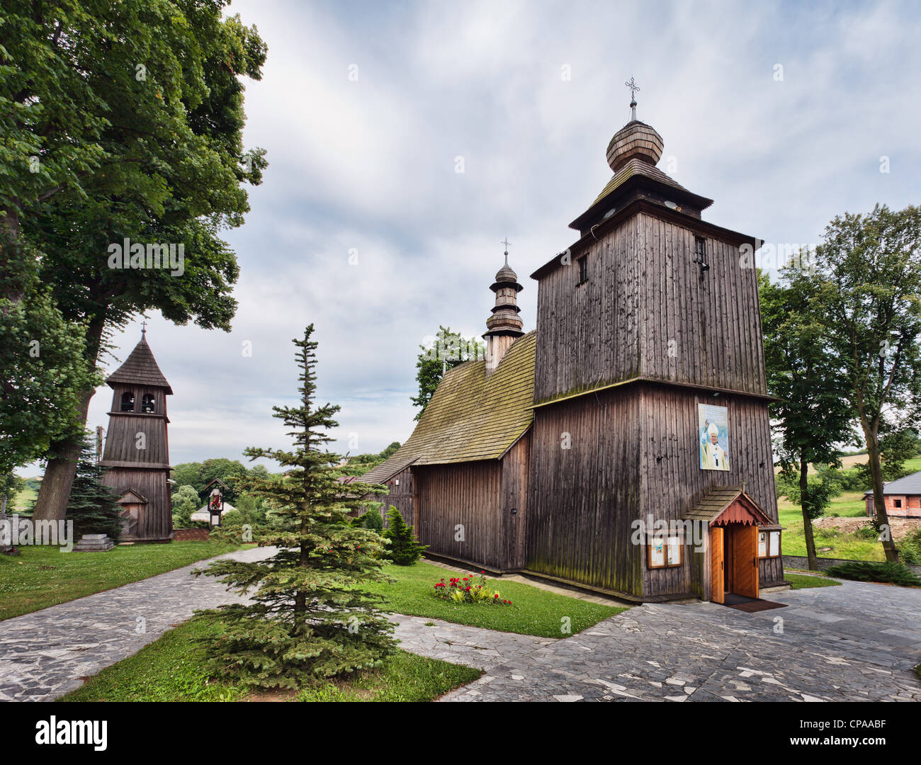 The old church of larch wood in Rabka, a resort town 60 km south of ...