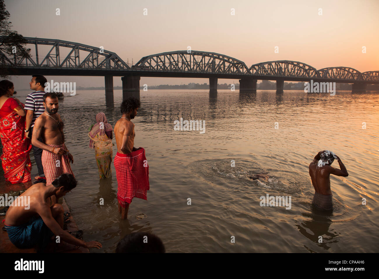 Hindu pilgrims take bath hi-res stock photography and images - Alamy