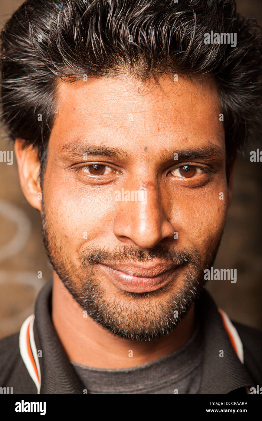 Portrait of Indian young man, in DakshineswarKolkata Ghat, West Bengal ...