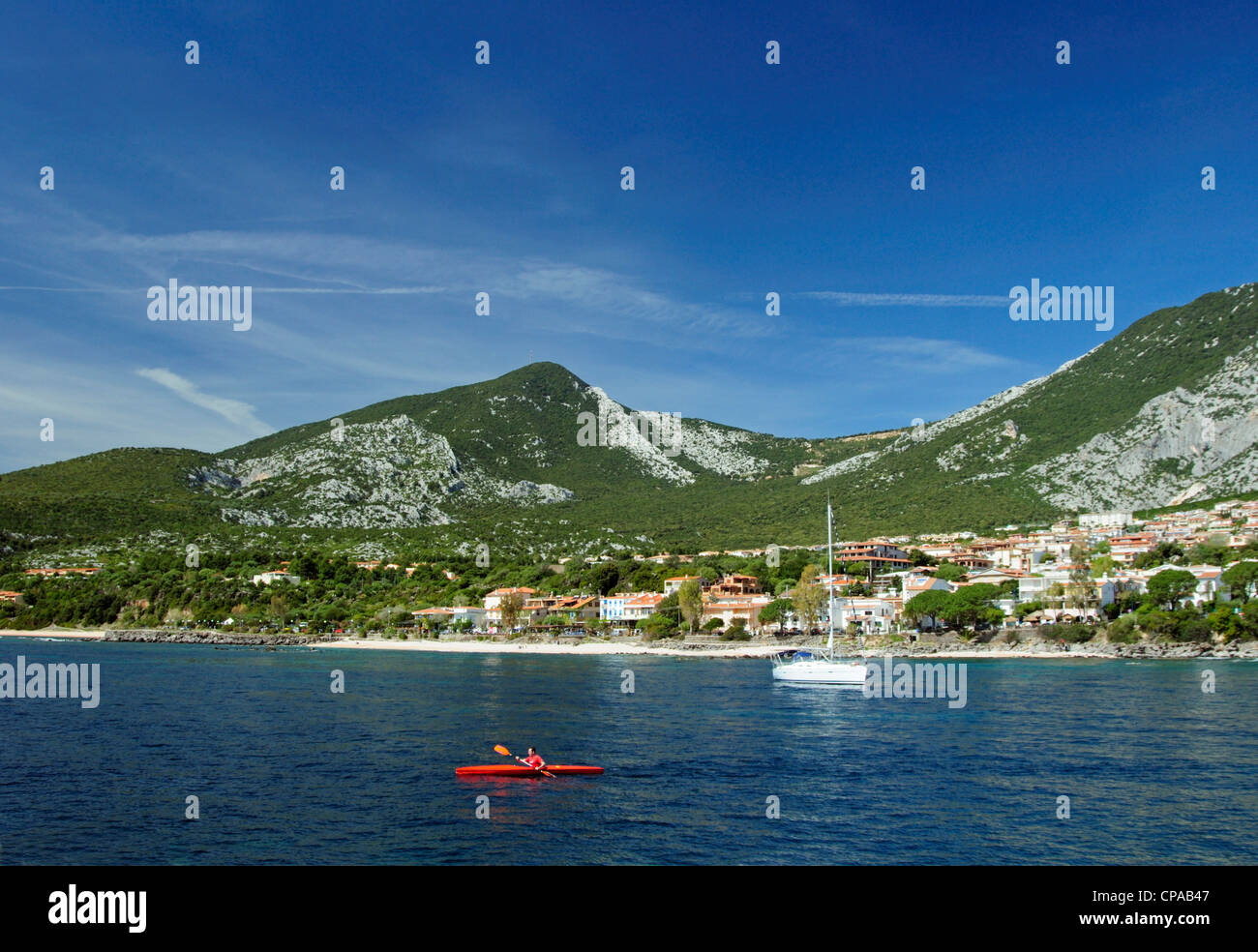 Kayak on the sea of Cala Gonone,Dorgali, Sardinia, Italy Stock Photo ...
