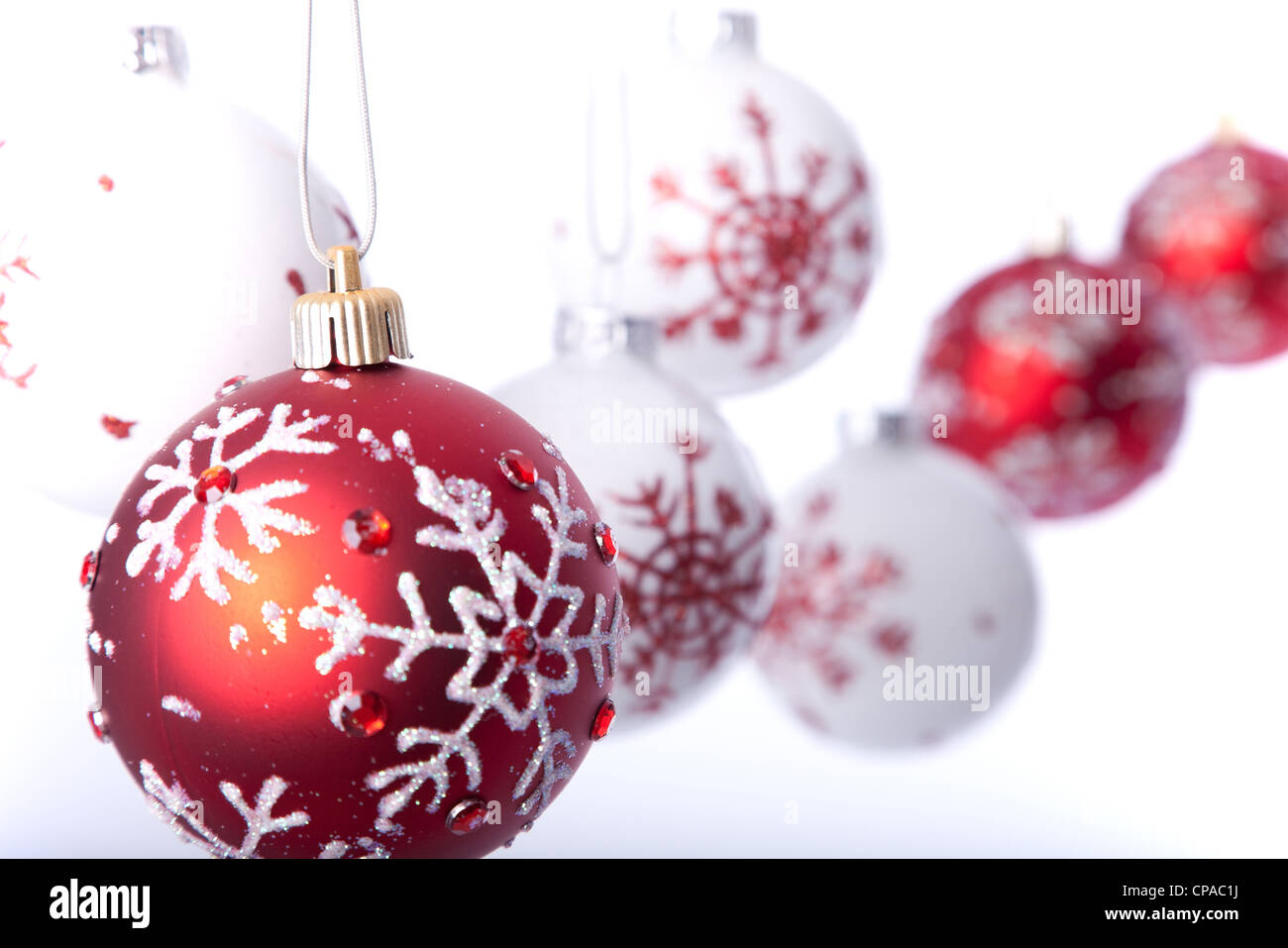 background made of hanging christmas over a white background Stock ...