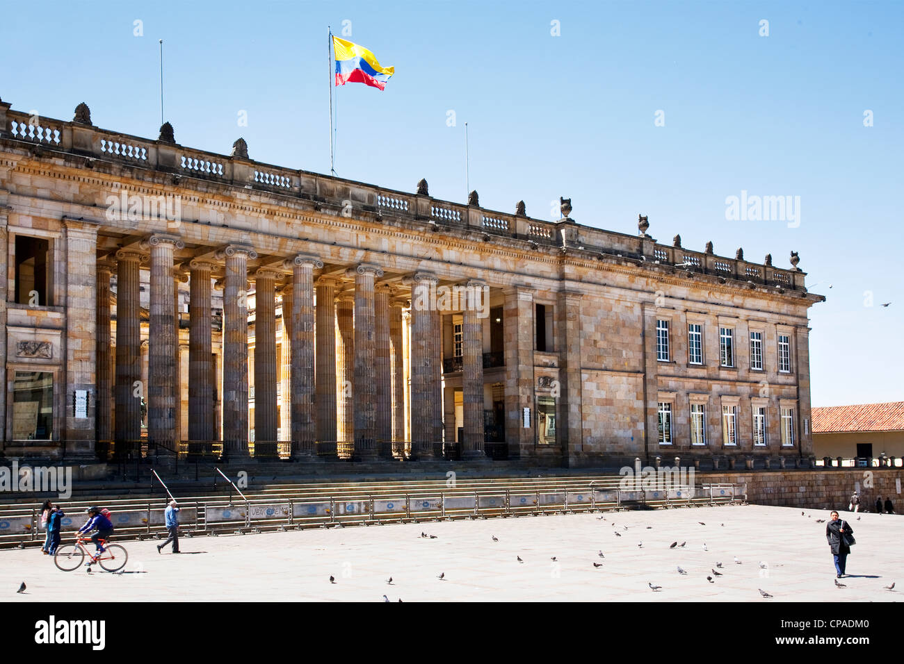 Congreso building in Plaza Bolivar Bogota with flag raised Stock Photo ...