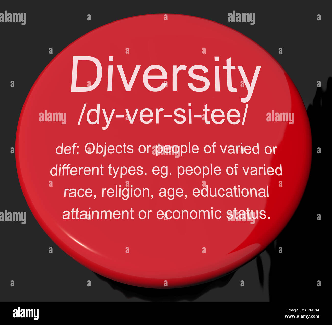 Diversity Definition Button Shows Different Diverse And Mixed Race ...