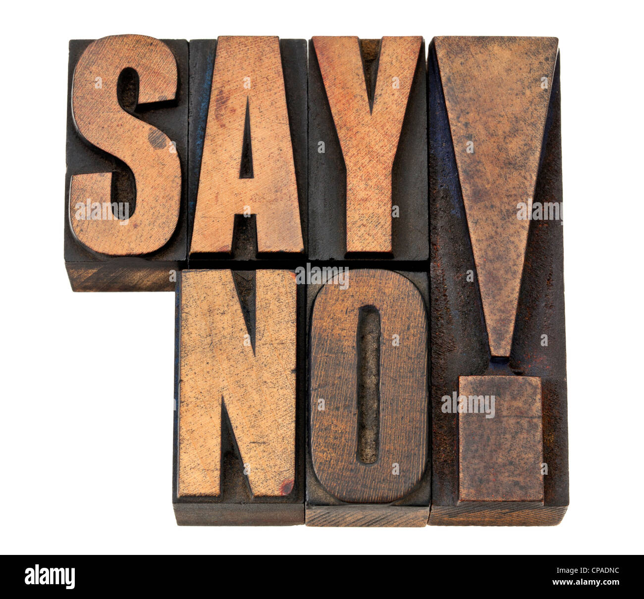 say no exclamation - time management or fighting violence concept ...