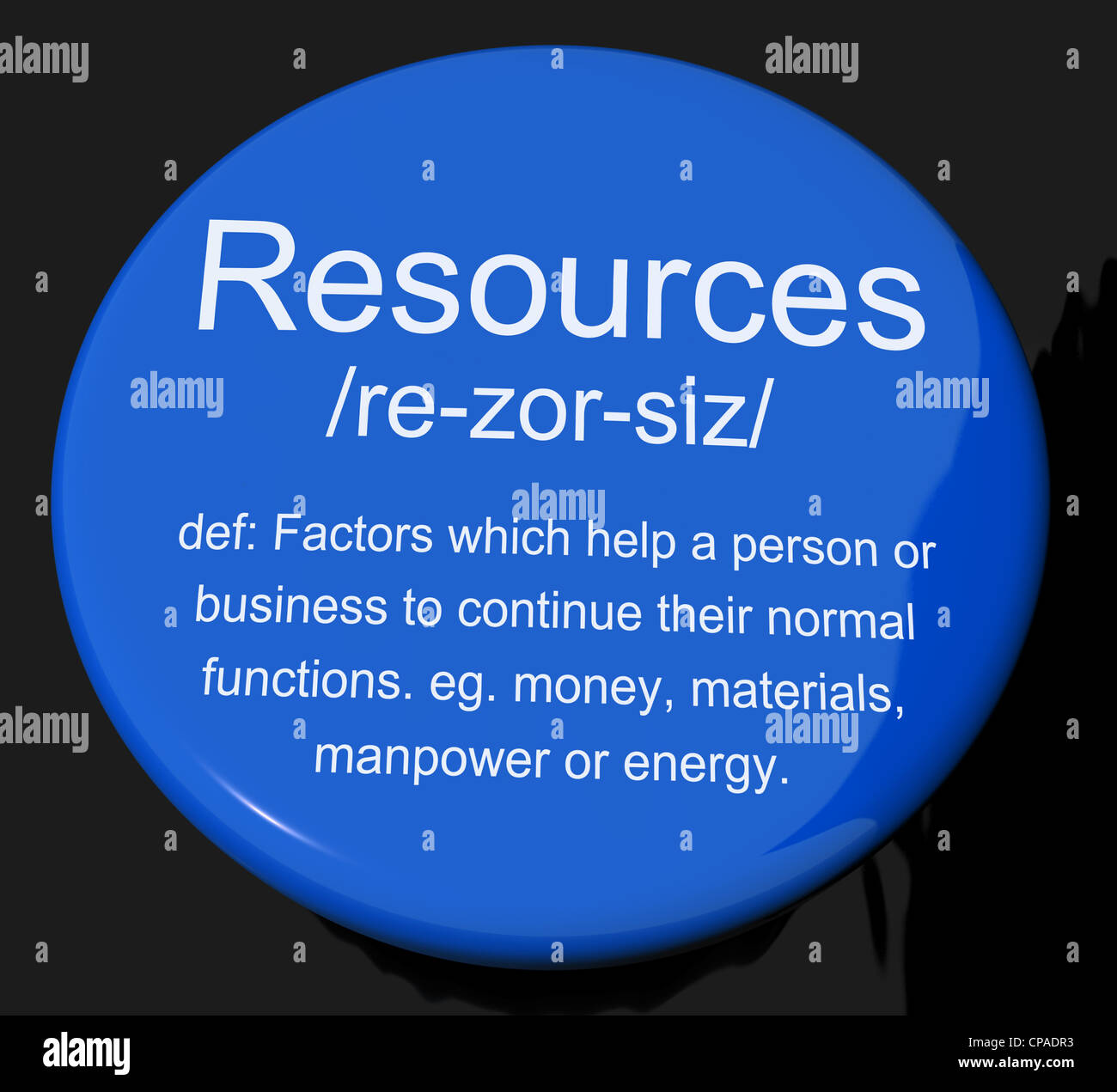 Resources Definition Button Shows Materials Assets And Manpower For A ...