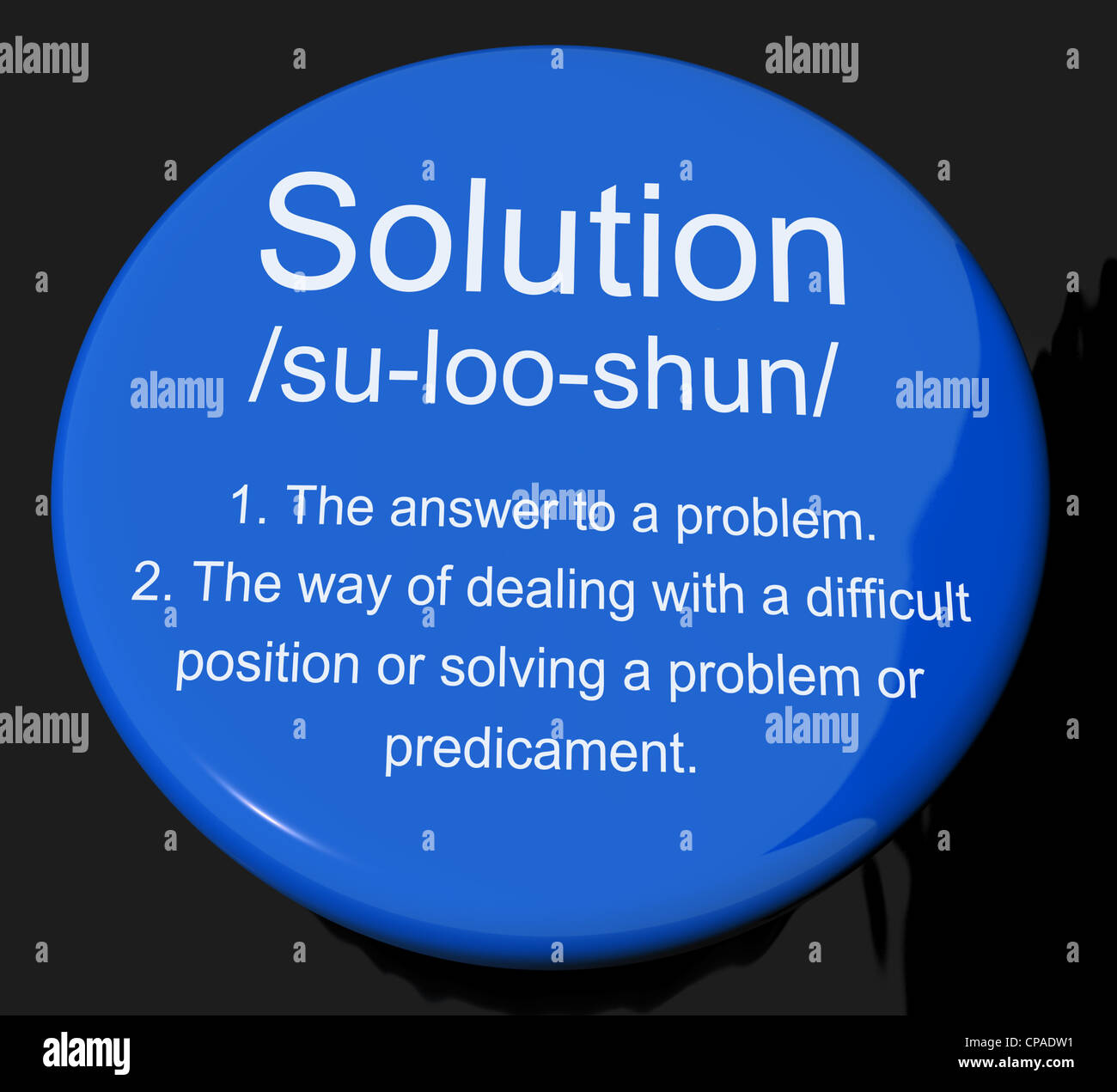 Solution Definition Button Shows Achievement Vision And Success Stock ...