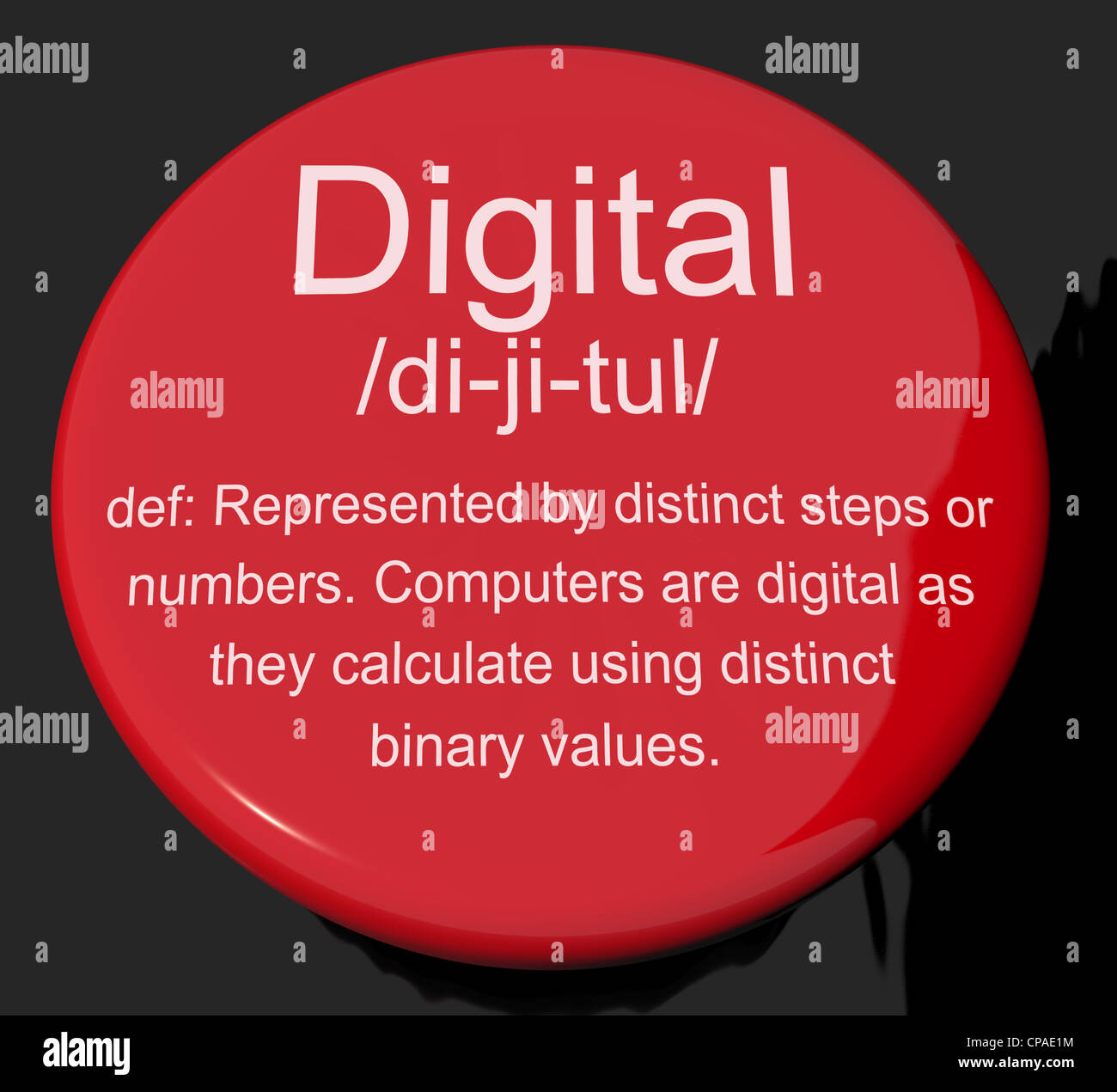Digital Definition Button Shows Binary Values Used In Computers Stock ...