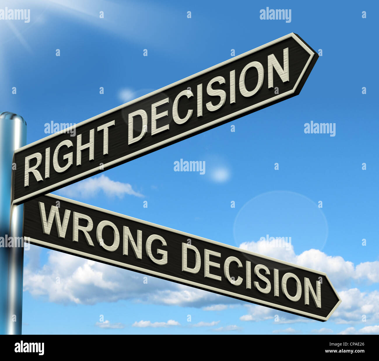 Right Or Wrong Decision Signpost Shows Confusion Outcome And Counceling ...