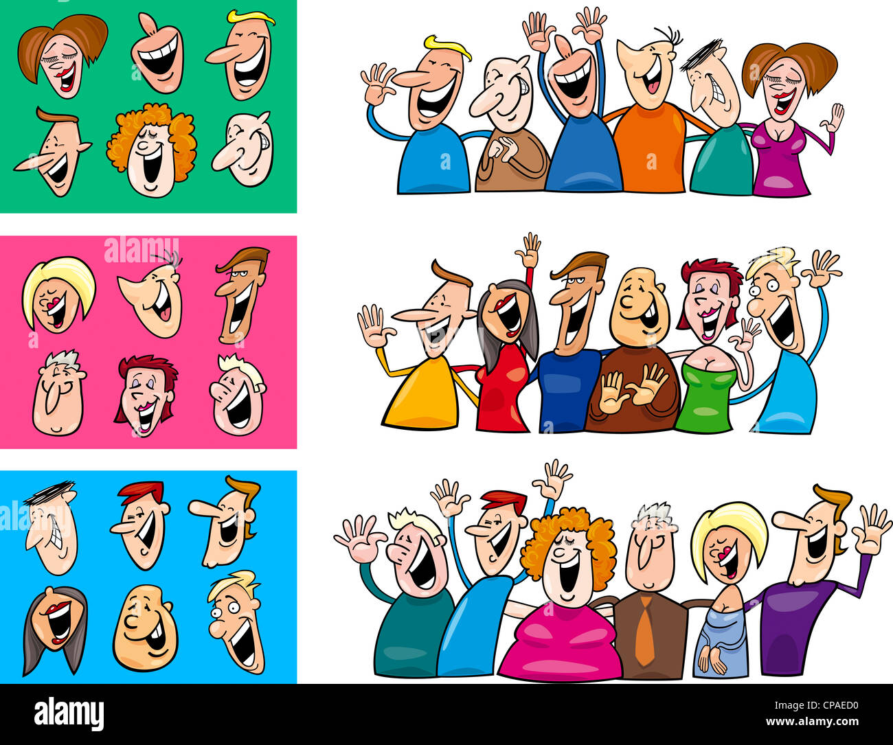cartoon illustration of happy people big set Stock Photo - Alamy