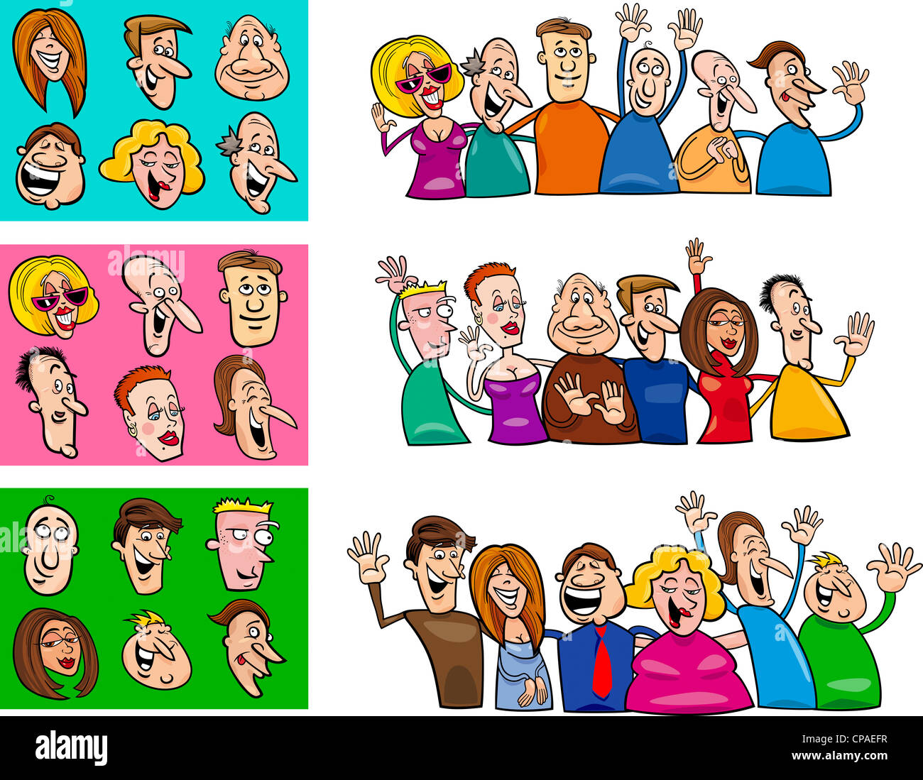 cartoon illustration of happy people big set Stock Photo - Alamy