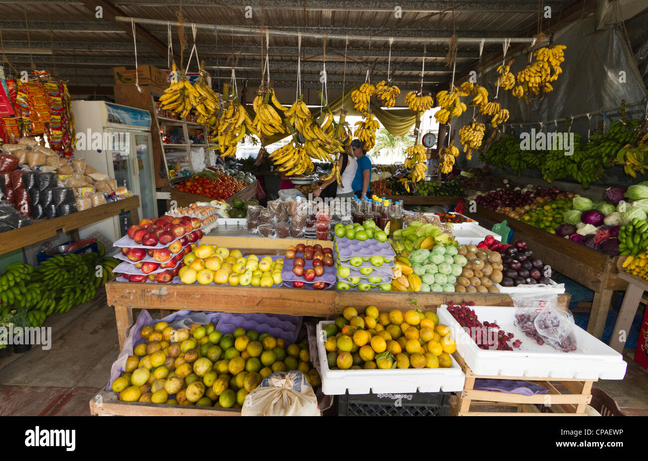 Produce stall at the Saturday market, San Ignacio, Belize Stock Photo ...