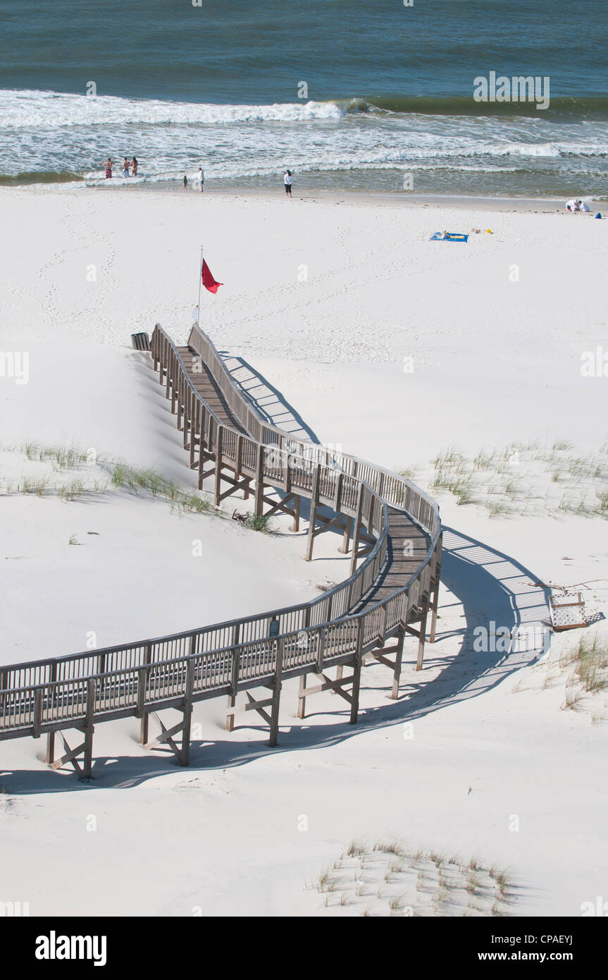 USA, Alabama, Gulf Shores. Red warning flag posted to indicate winds ...