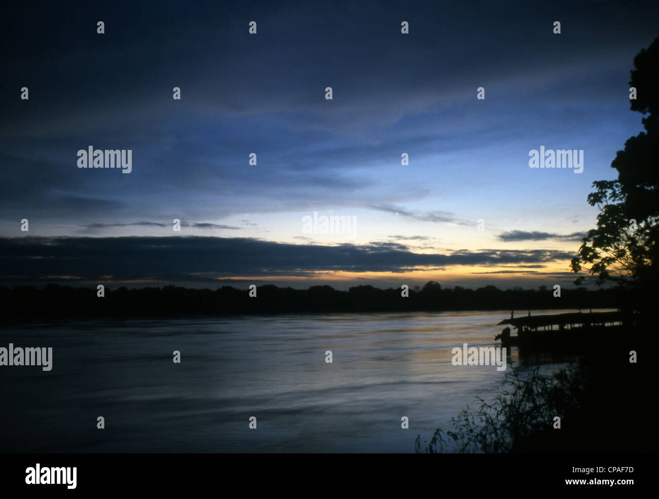 Peru, sunset in Amazon Stock Photo - Alamy