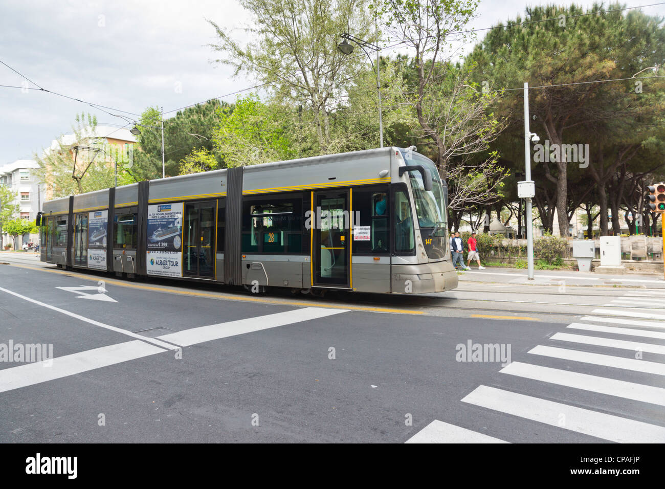 Messina, Sicily, Italy - tram. Articulated tracked tramway system Stock ...